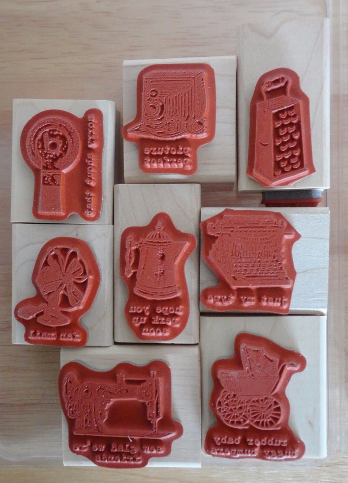 2008 Stampin Up PUNS FROM THE PAST 8pc RUBBER INK STAMP SET Vintage ...