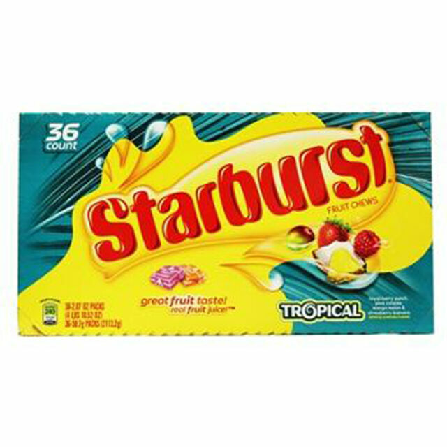 Starburst Tropical Fruit Chews Candy 2.07 Ounce (36 Single Packs) 36 ...