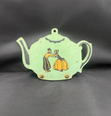 Antique vintage 1920s primitive tea pot shaped wall hooks Wood Green ...