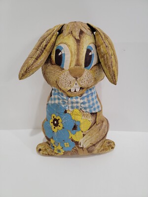Vintage Rare Printed Fabric Sewn And Stuffed Bunny Rabbit. | eBay