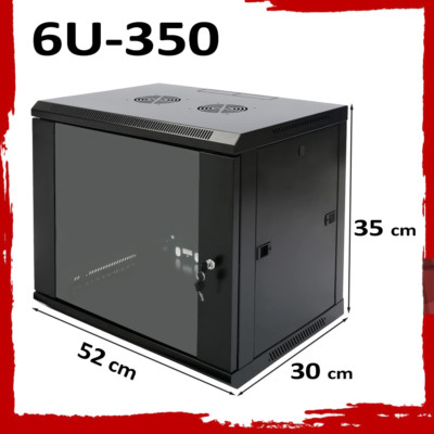 6U 350mm Black Network Cabinet Data Comms Wall Rack, Patch Panel Switch ...