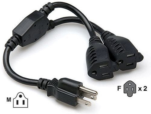 2-Way AC Power Y Splitter Cord - Save AC Outlet Space For Large AC ...