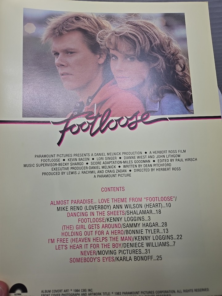 Footloose - Vintage Song Book Sheet Music 1984 Columbia Pictures Easy ...
