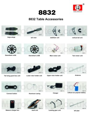 SH 8832 C8 CYCLONE Camera 3.5ch Helicopter Complete Range of Spares ...