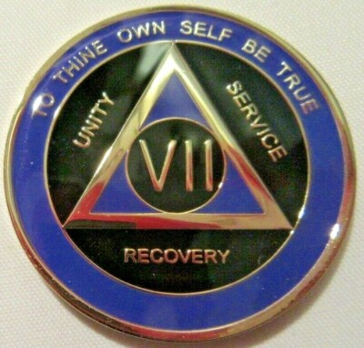 Purple AA Alcoholics Anonymous 7 Year Medallion Token Chip Coin ...