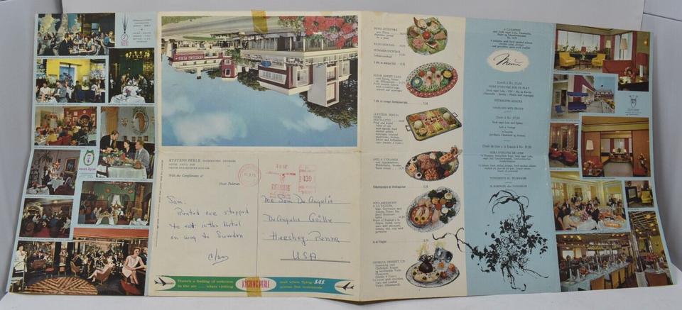 1965 Kystens Perle Restaurant Menu Snekkersten Elsinore Helsingør ...