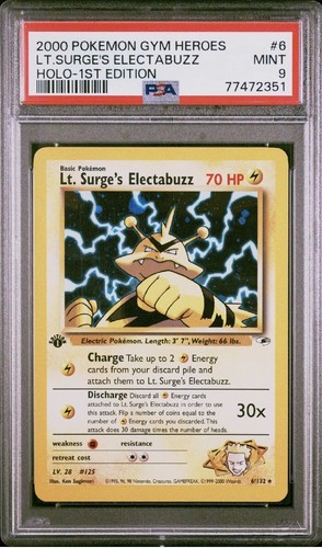 2000 Pokemon Gym Heroes 1st Edition Lt. Surge's Electabuzz Holo PSA 9 ...