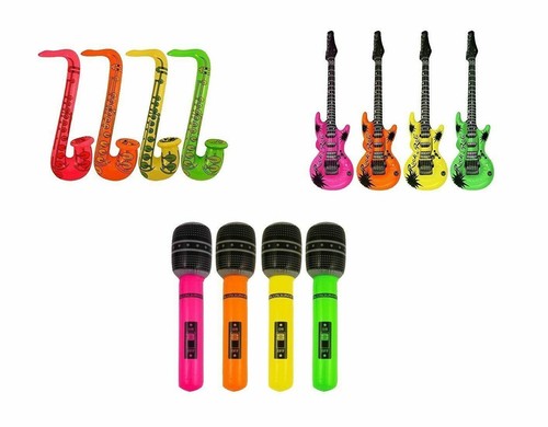 INFLATABLE MUSIC INSTRUMENTS GUITAR/SAXOPHONE/MICROPHONE COLORFUL PARTY ...