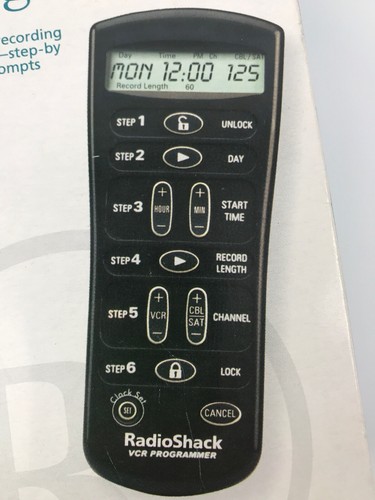Brand New RADIO SHACK New Easy-To-Use VCR Programmer LCD Remote Control ...