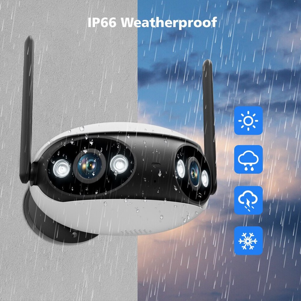 POE Wifi Outdoor Security Camera 4MP Dual Lens 180° Wide Angle Security ...