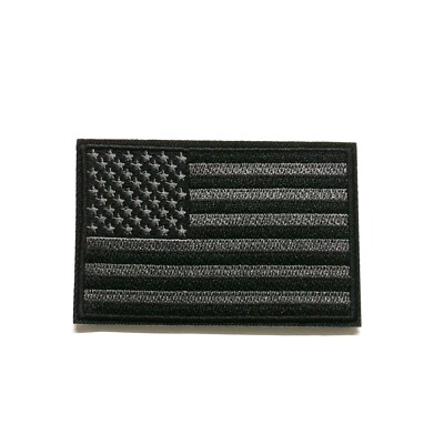 USA American Flag Black Grey Patch 3" x 2 " Embroidered Iron-on Badge ...