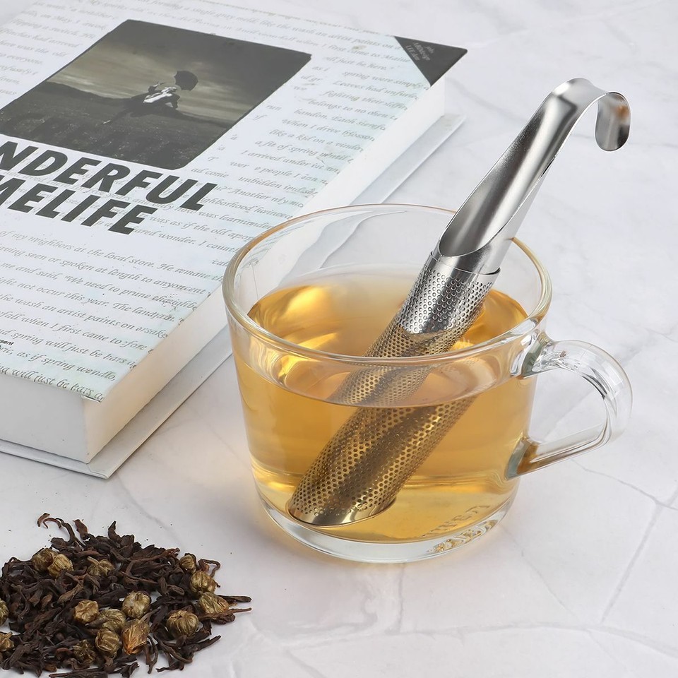 Stainless Steel Tea Diffuser Tea Stick Strainer Tea Infuser Pipe w Hook ...