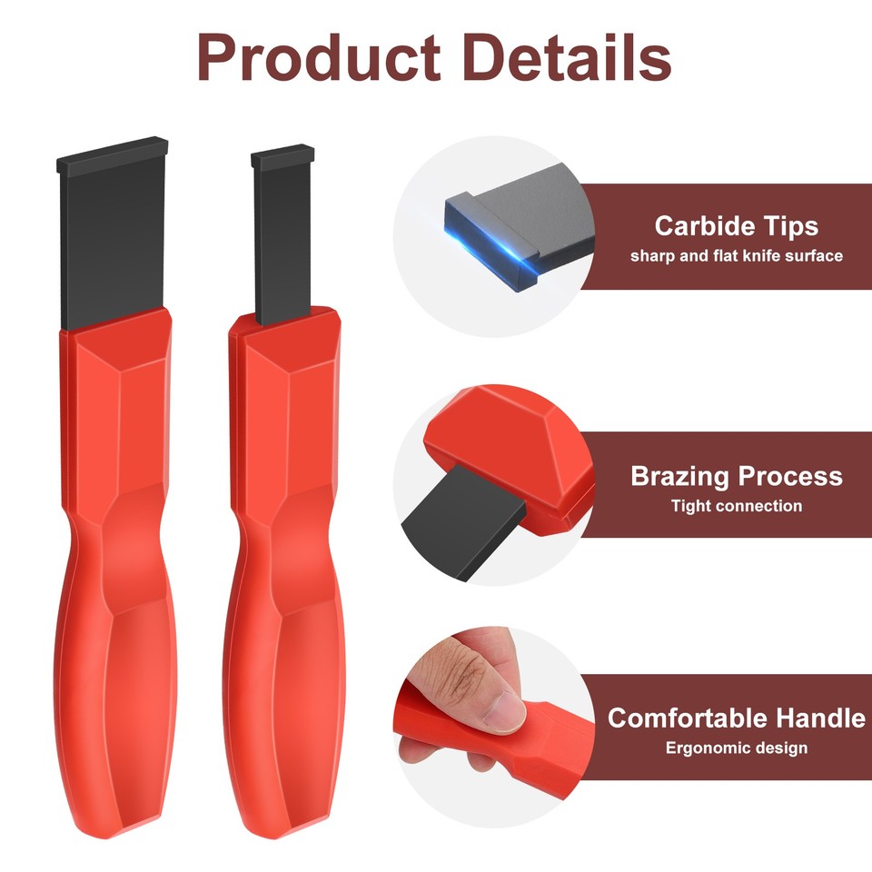 Carbide Scraper Tool 2PCS Set w/ Tungsten Blade for Gasket & Rust ...