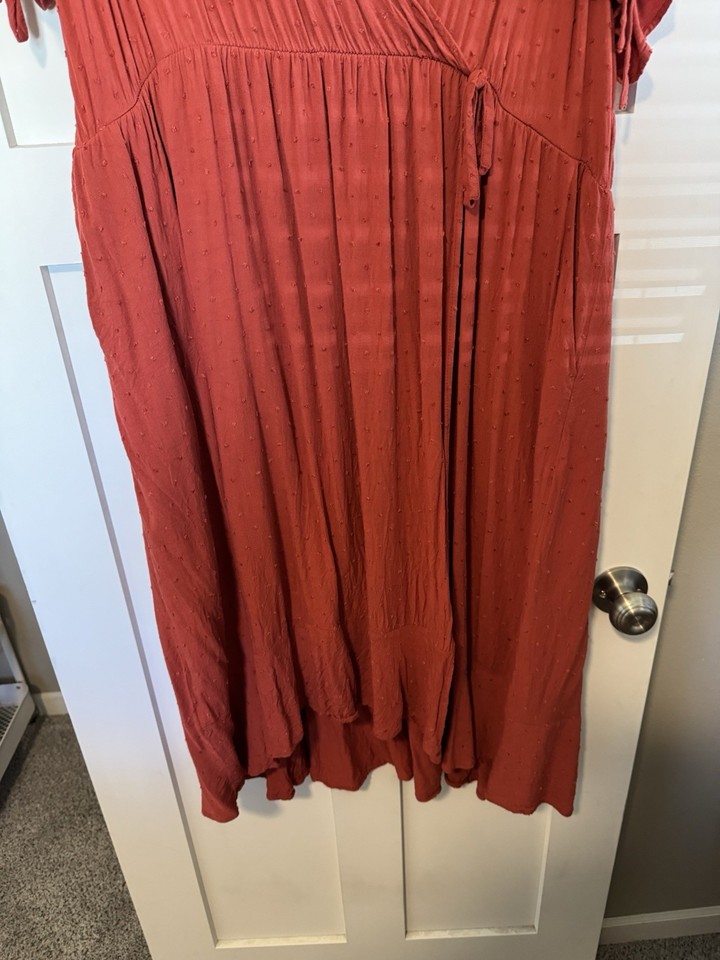 Torrid Plus Size 3 3X 3XL Rust Orange Short Sleeve Wrap Midi Dress | eBay