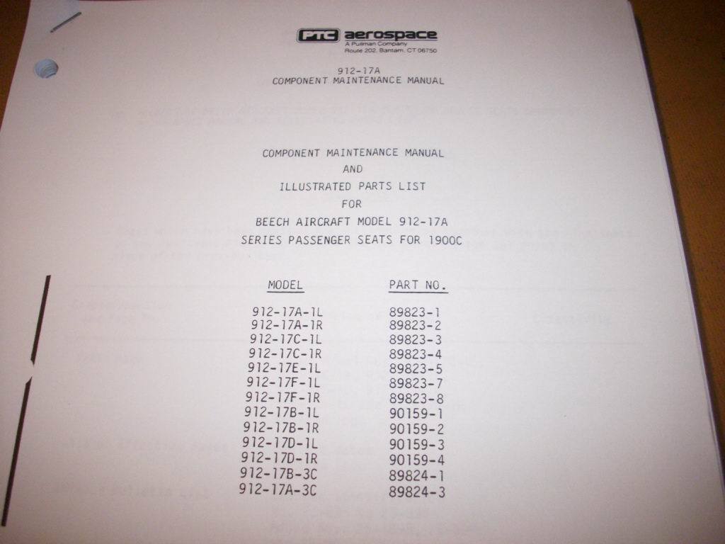 PTC Aerospace 912-17A Passenger Seats Service & Parts Manual | eBay