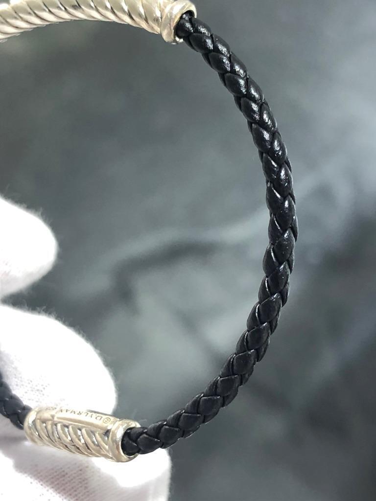 David Yurman Chevron Cable Design ID Bar Leather Stac… - Gem