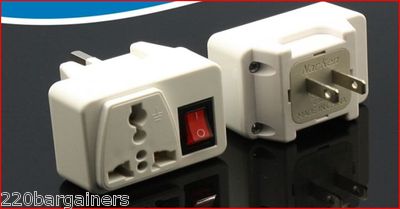 Universal North American Plug Adapter W/ Power Switch Foreign Plug to ...