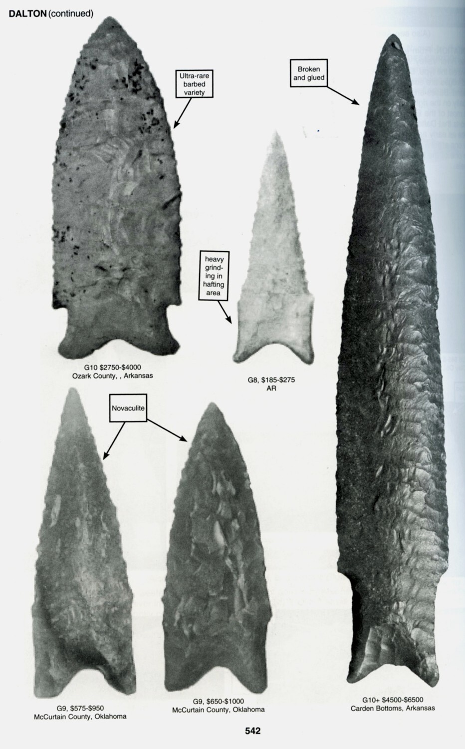 Dalton Arrowhead with C.O.A., Early Archaic 10,000 - 9200 B. P ...
