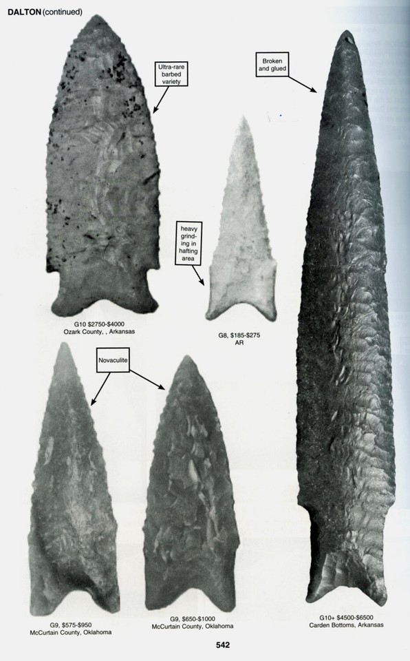 Dalton Arrowhead with C.O.A., Early Archaic 10,000 - 9200 B. P ...