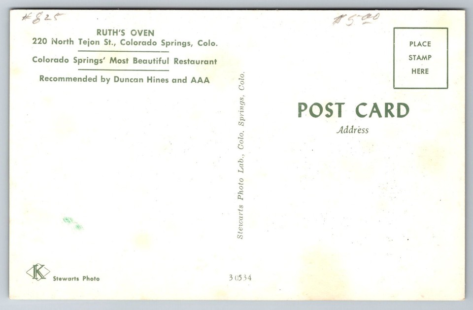 Ruth's Oven, Colorado Springs, Colorado Postcard S0327 | eBay