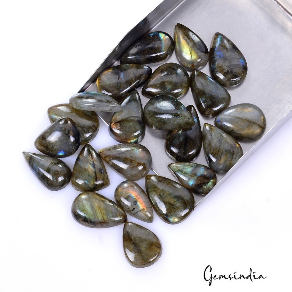 370 Ct Natural Untreated Yellow Blue Shine Labradorite Mix Cab Loose ...