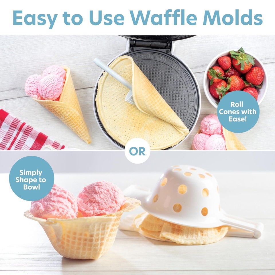 Waffle Cone and Bowl Maker for Homemade Ice Cream Cones- Includes ...