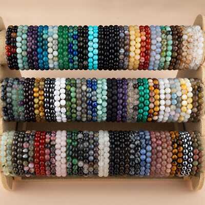 Natural Crystal Beaded Bracelet Gemstone Beads Stretch Healing Bracelet ...