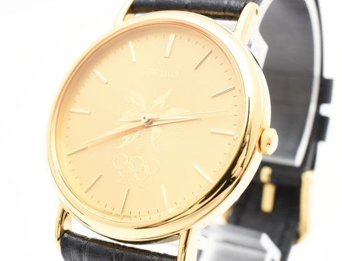 [UNUSED w/Box] SEIKO 7N21-8A00 Nagano Olympic Model Gold Quartz Watch ...