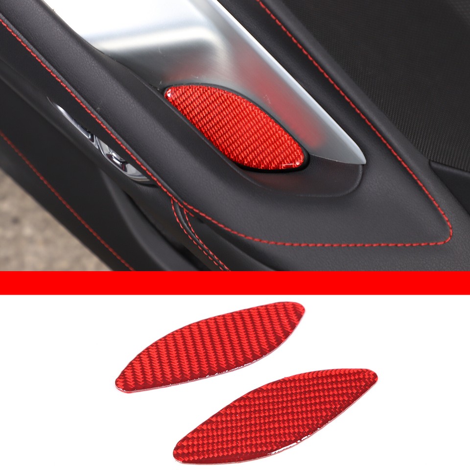 Red Soft Carbon Fiber Car Door Trim Sticker Cover Set Kit For Corvette ...