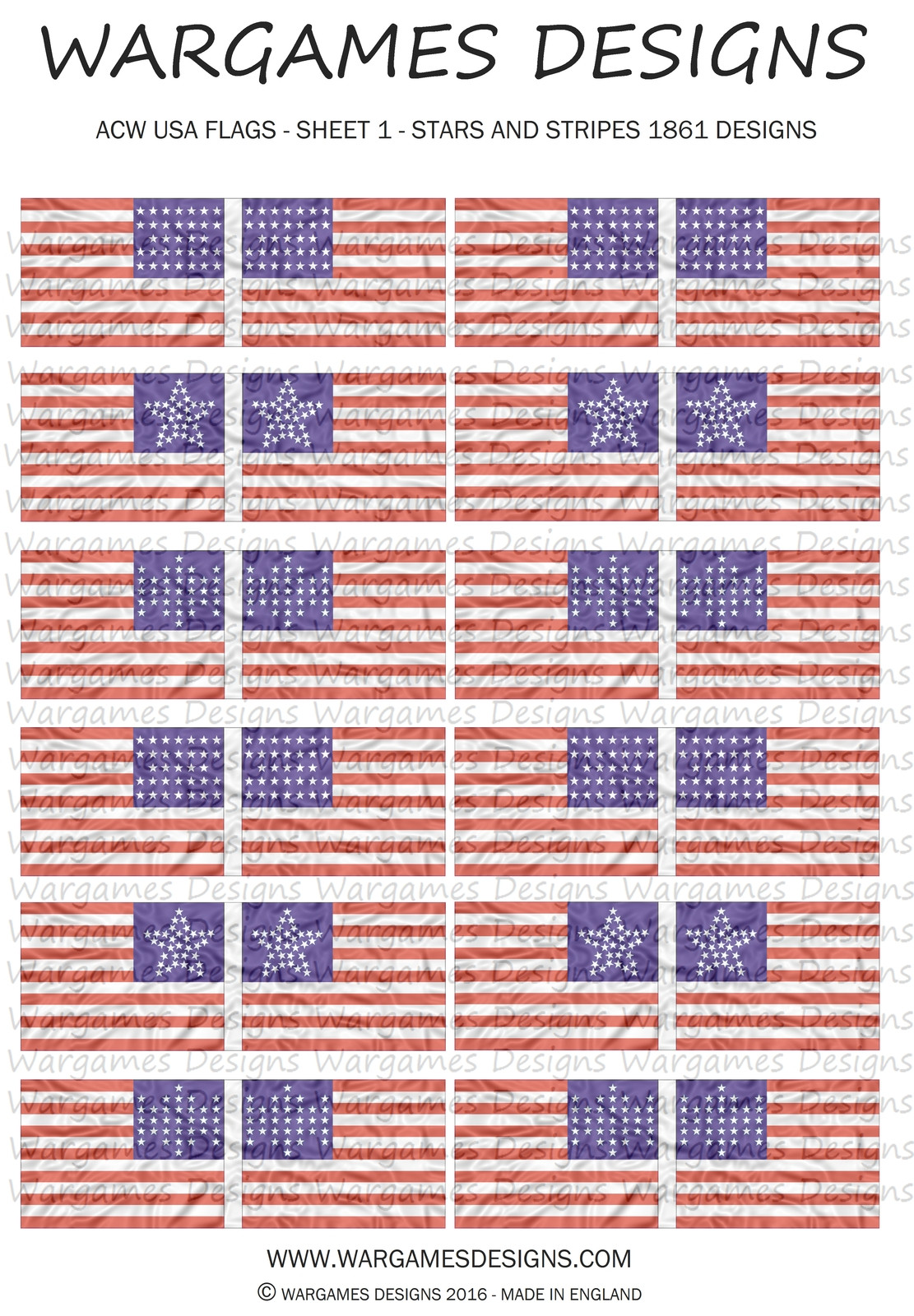 6mm Flags - ACW USA - Sheet 1 - Black Powder | eBay