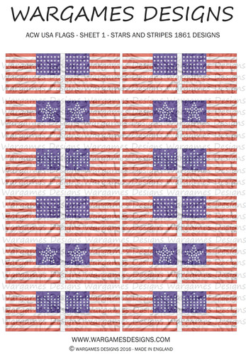 28mm Flags - ACW USA - Sheet 1 - Black Powder | eBay