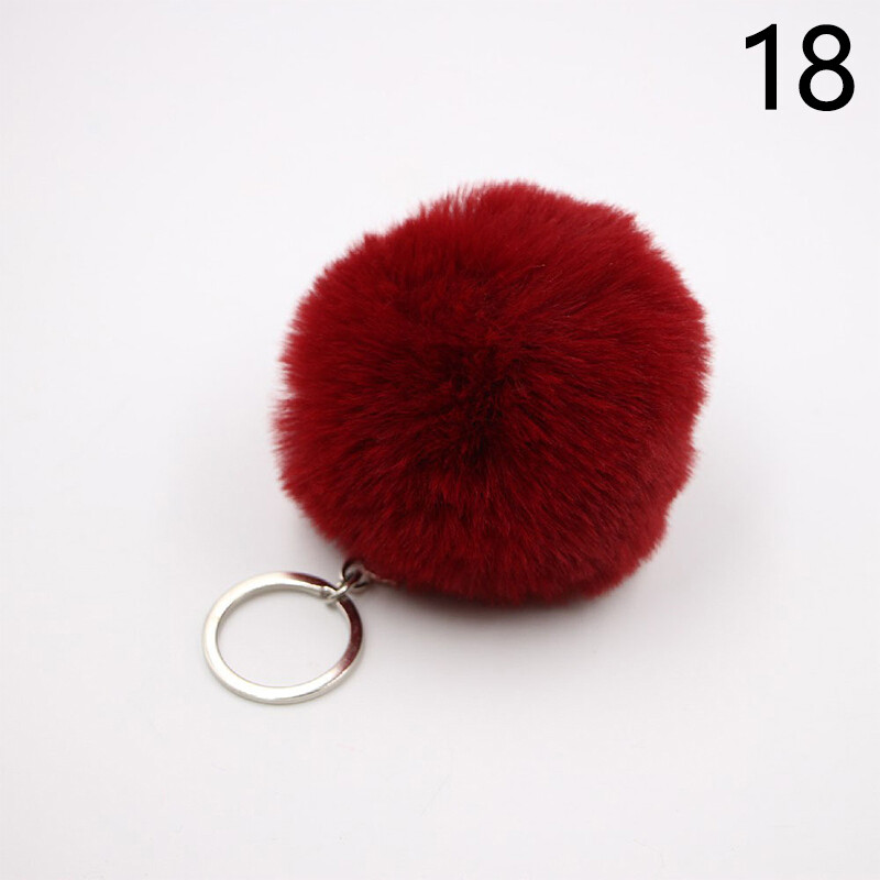 Soft Fur Fluffy Ball Keychain PomPom Key Chains Keyring Charms Handbag ...
