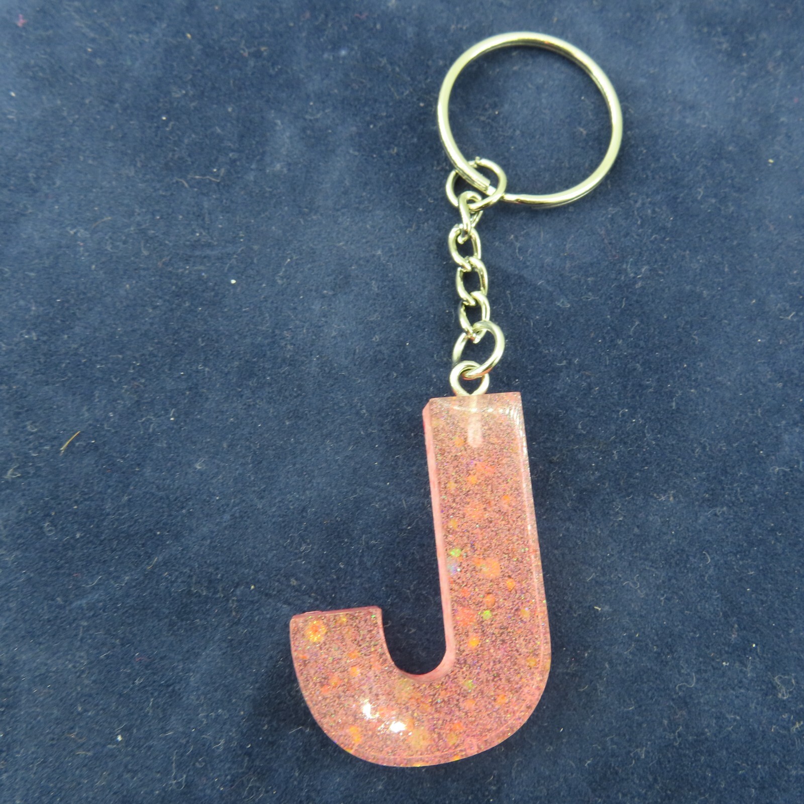 INITIAL LETTER J Keychain Pink Glitter Sparkle Resin Handbag Purse ...