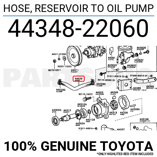 4434822060 Genuine Toyota HOSE, RESERVOIR TO OIL PUMP 44348-22060 | eBay