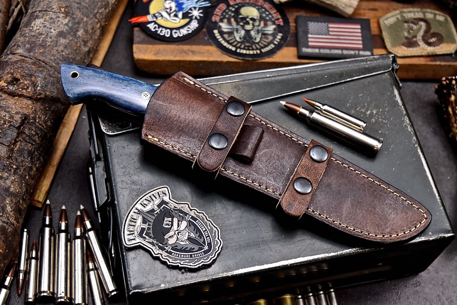 CFK Handmade D2 Custom USAF VETERAN Scrimshaw Bone Hunting Skinner ...