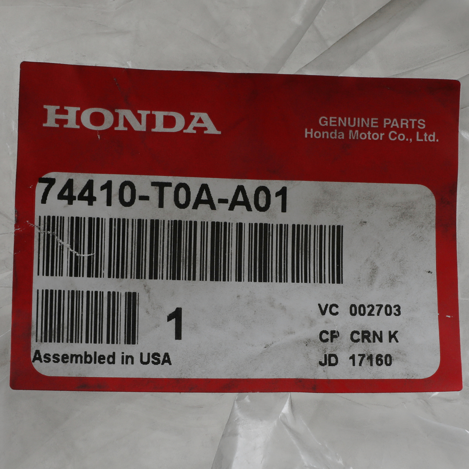 Honda 74410T0AA01 Genuine OEM Factory Original Wheel OPNG MLDG for sale ...