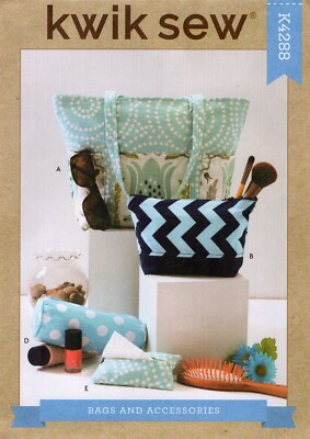 Kwik Sew K4288 Tote Bag, Round Cosmetics & Brush Bags, Tissue Cover UC ...