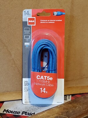 RCA CAT5e 100MHz Network Cable 14ft Blue TPH531BR For Computer, HDTV ...