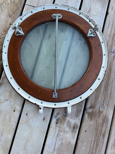 vintage round mahogany/brass/chrome Chris Craft deck hatch | eBay