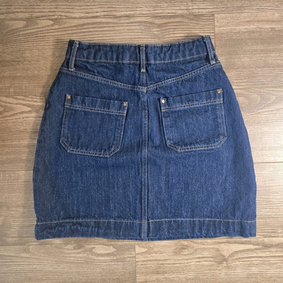 Boden Mini Skirt Women 4 Dark Denim Jean Front Back Patch Pockets A ...