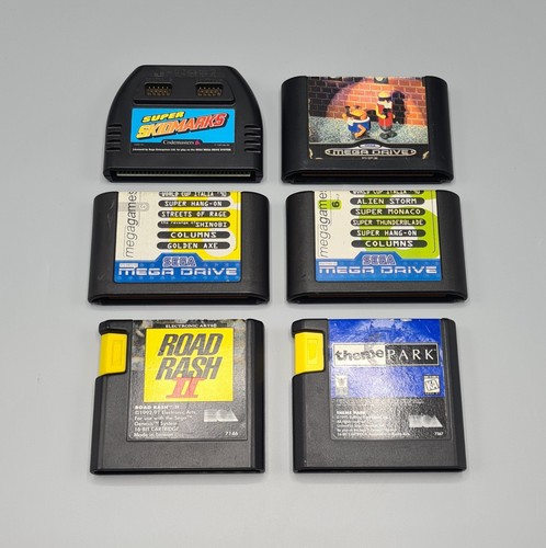Sega Mega Drive Cart Bundle Road Rash Golden Axe Alien Storm Theme Park ...