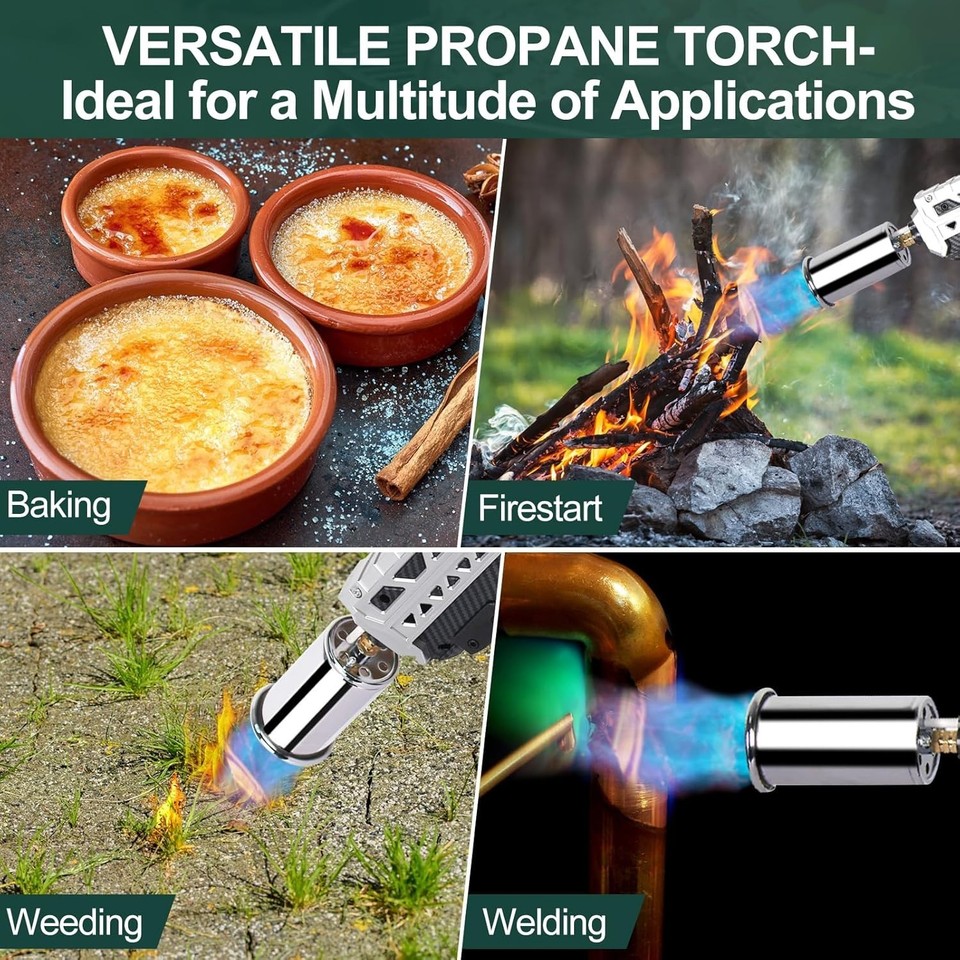 Propane Torch Head, Powerful Flame Thrower Gun, Adjustable Charcoal ...