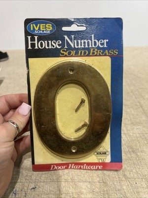 Ives Schlage Solid Brass House Number ~ # 0 Zero ~ NIP NOS Sealed MCM ...