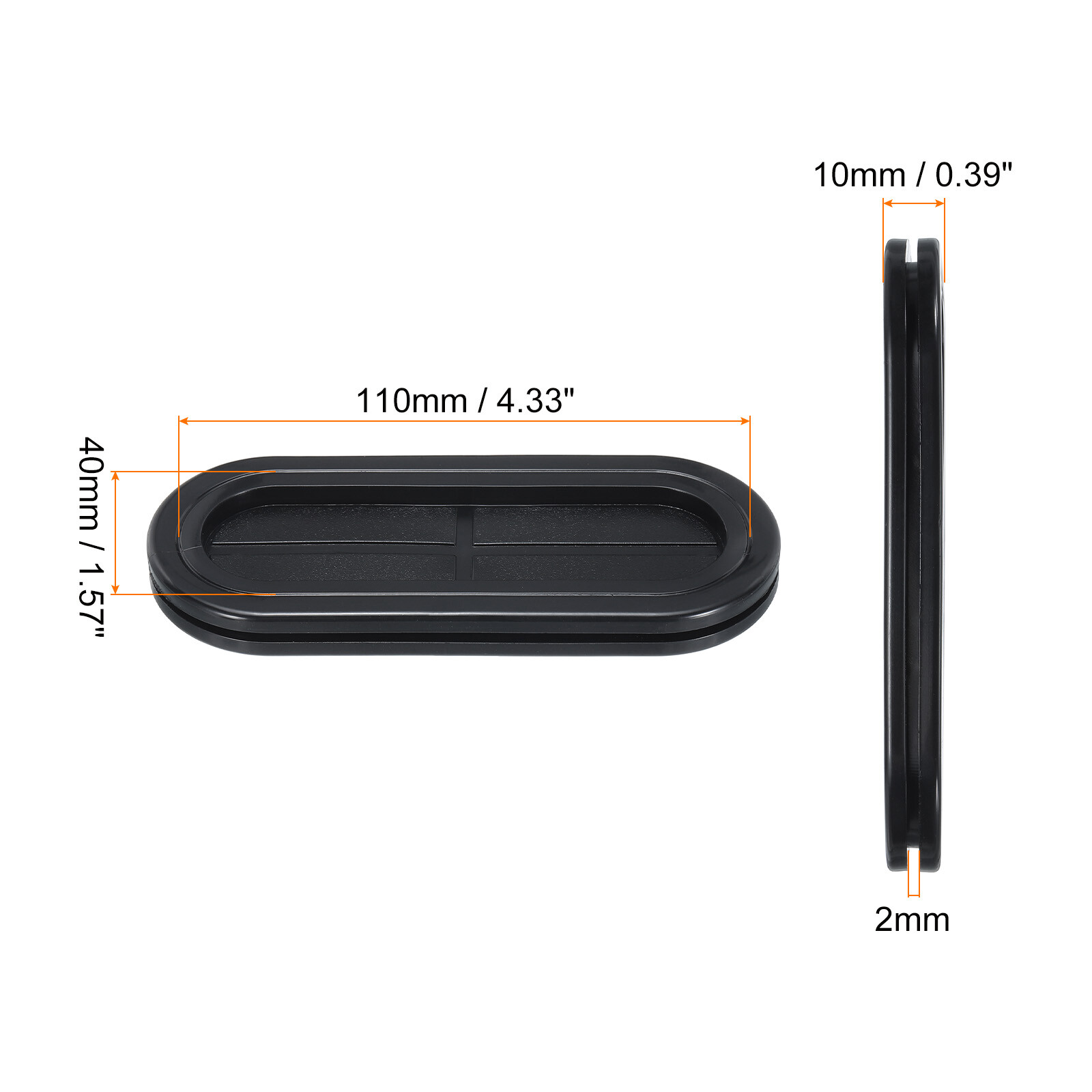 Rubber Grommet Mount Size 110 x 40 mm Oval Double-Sided for Wire ...