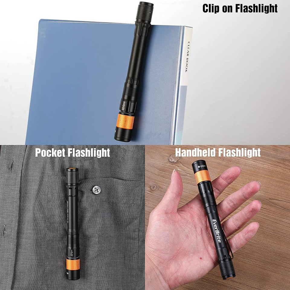 EverBrite Black/Gray Rechargeable Pen Light Zoomable Water Resistant ...