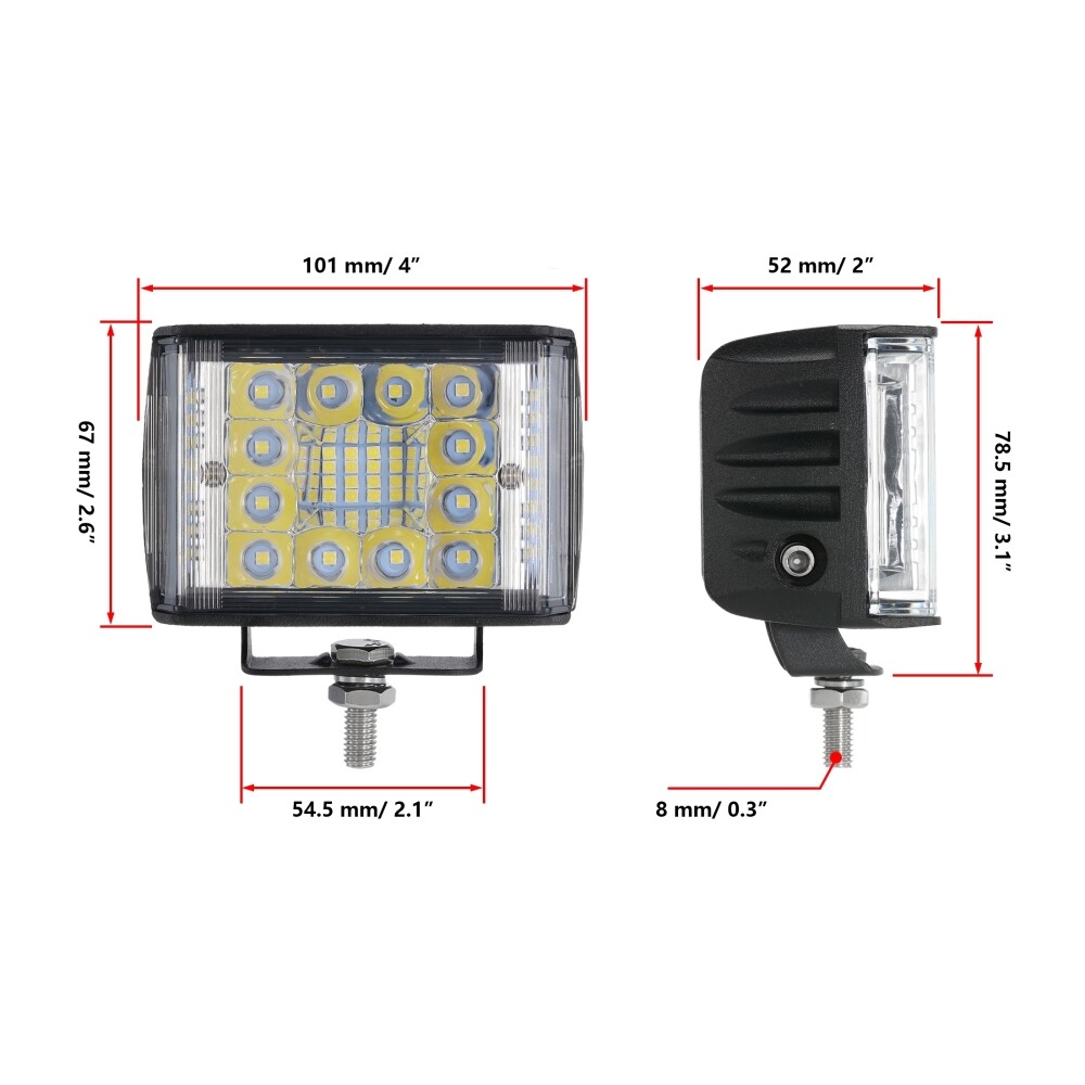 4" 88W LED Work Lights Pod for Caterpillar Skid Steers Excavator ...