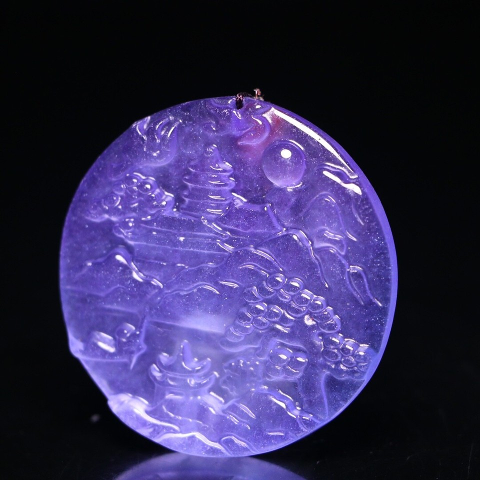 Perfect High Ice Chinese Jadeite Jade Precision Carving Landscape ...