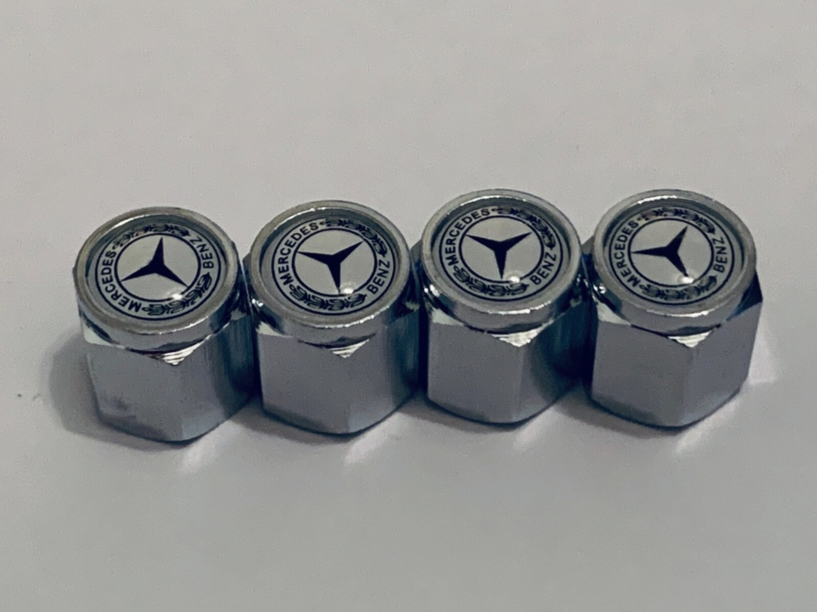 Silver Chrome Set of 4 Valve dust Caps Fits Mercedes Car Wheel Dust ...