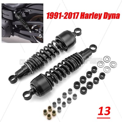 Black Adjustable 13" Rear Shocks for 1991-2017 Harley Dyna FXDB FXDWG ...