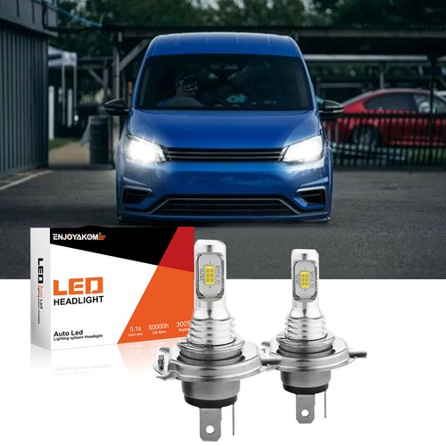 FOR VW CADDY 2002-2017 2x H4 SINGLE Headlight Kit LED 6000K Bulbs PURE ...
